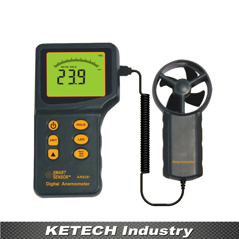 AR826 Handheld Digital Anemometer Air Flow Meter Wind Speed Gauge ...