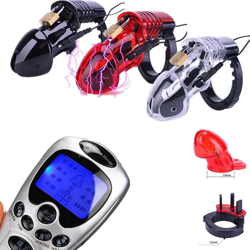 Electro Shock Chastity Cage Penis Sleeve Male Sex Toys, Electric Cock ...