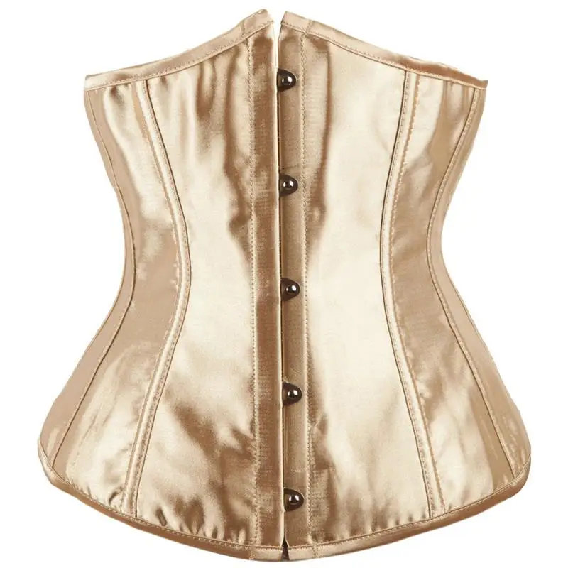 New Arrival Apricot Satin Waist Slimming Corsets Cincher Women Lace Up