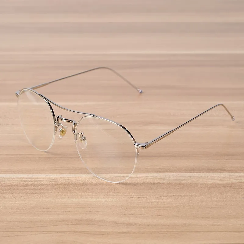 Nossa Men And Womens Semi Rim Metal Eyeglasses Gold Silver Glasses Frame Unisex Fashion