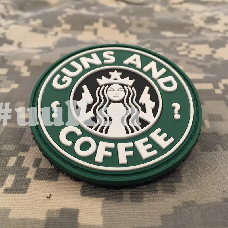 OD Color Guns and Coffee 3D Airsoft PVC Patches Custom PVC Badges uuKen ...