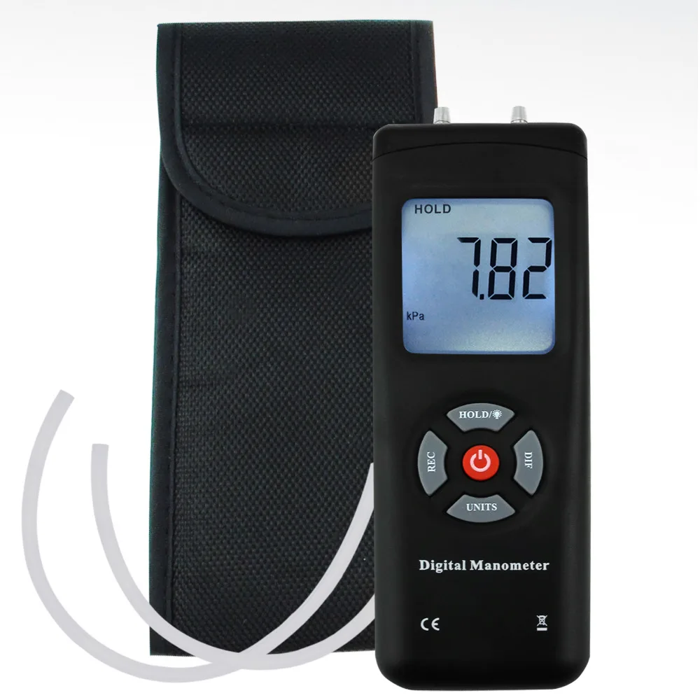 Digital Portable Manometer Handheld Air Vacuum/Gas Pressure Gauge Meter ...