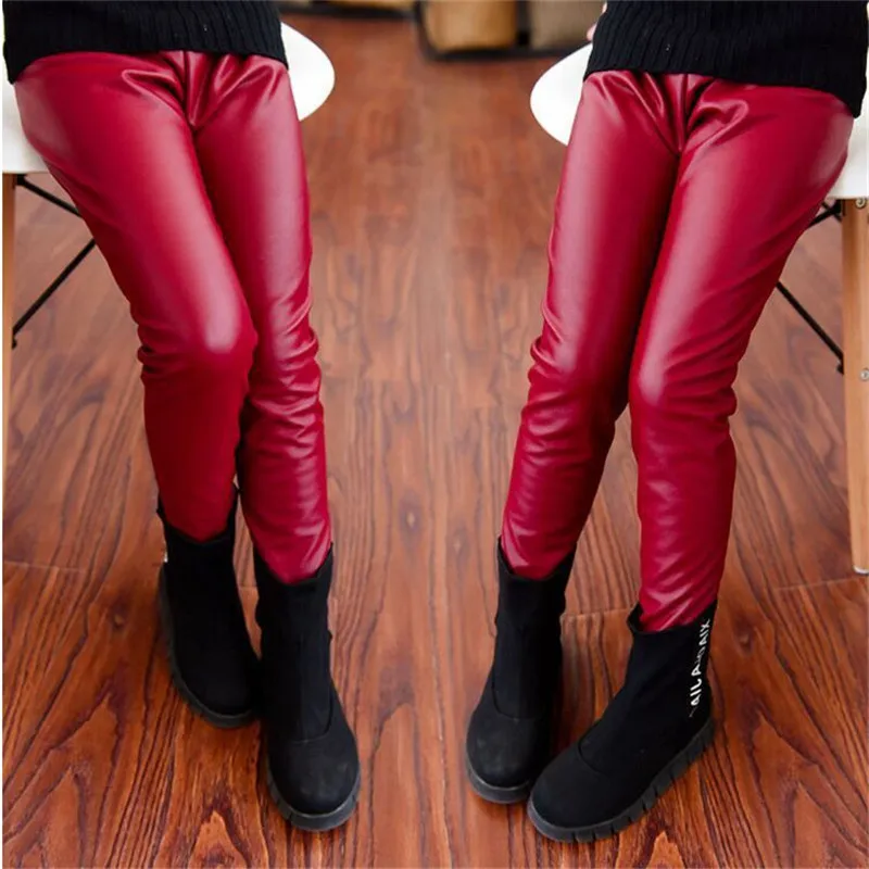 Fashion Baby Pants Matte PU Pants Winter Leggings Girls Pants Children ...