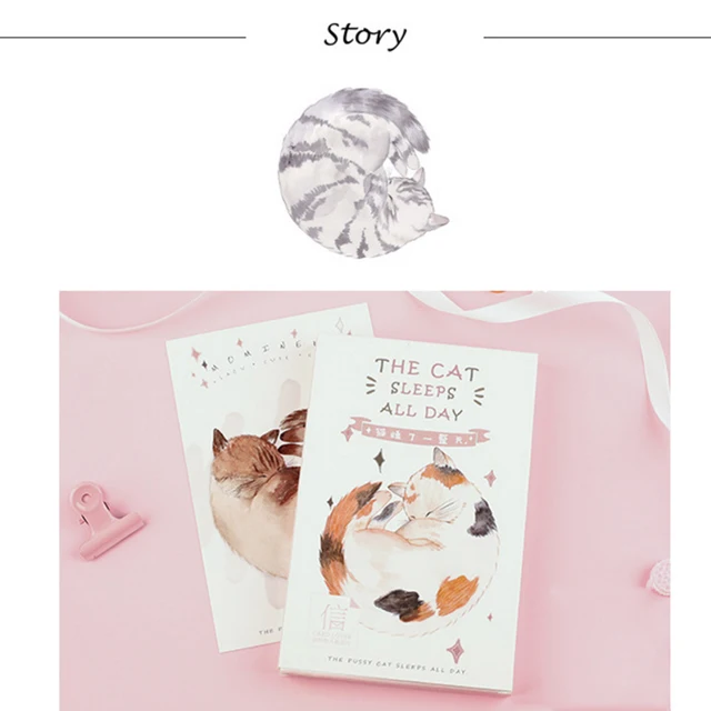 30pcs/lot Cartoon Sprout Animals ‘The Cat Sleep All Day’ Mini Cards ...