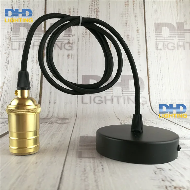 Gold-brass-socket-E27-industrial-pendant-lamp-fixture-copper-Edison ...