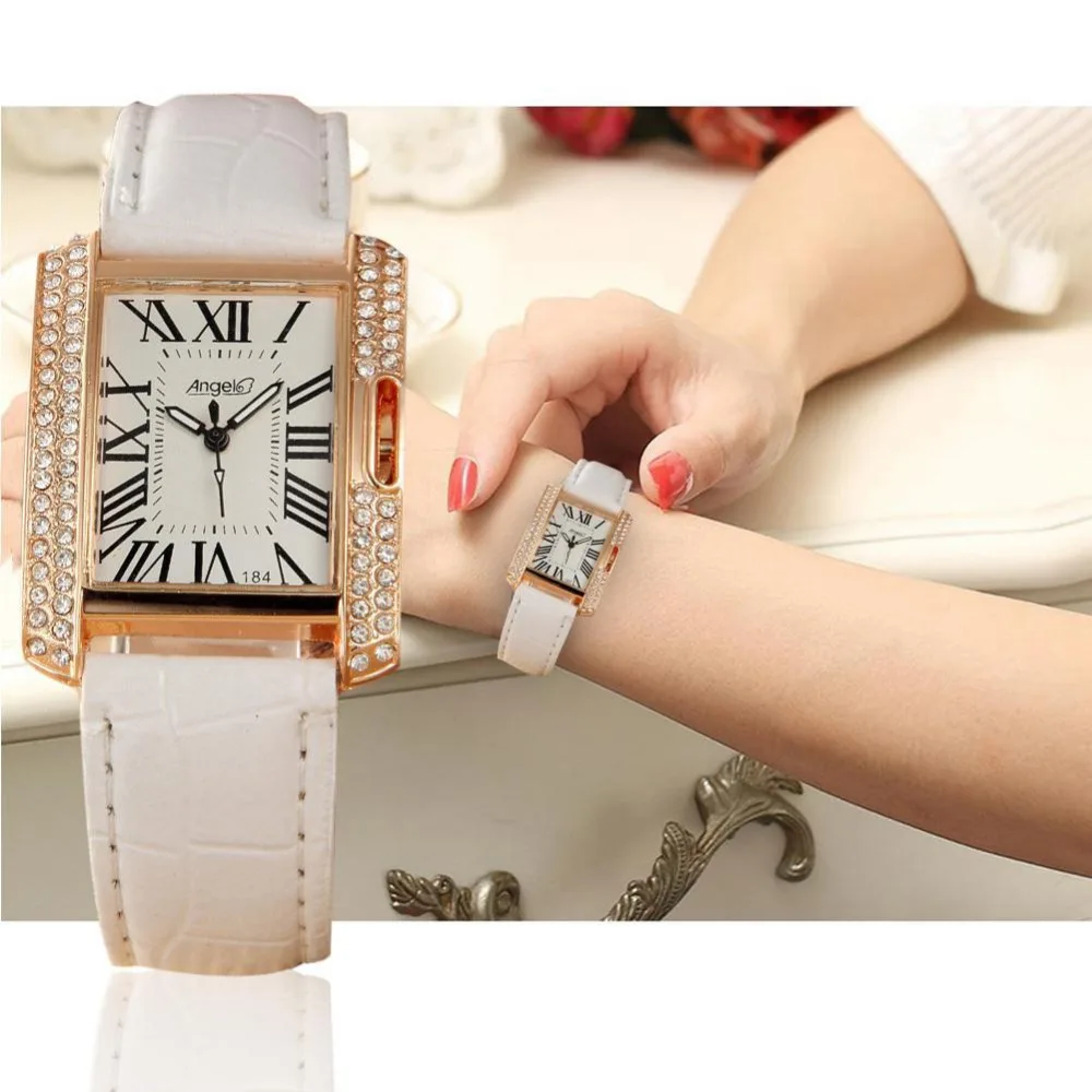 SHSHD Elegant Simple PU Leather Quartz Watches Square Watch Diamond ...