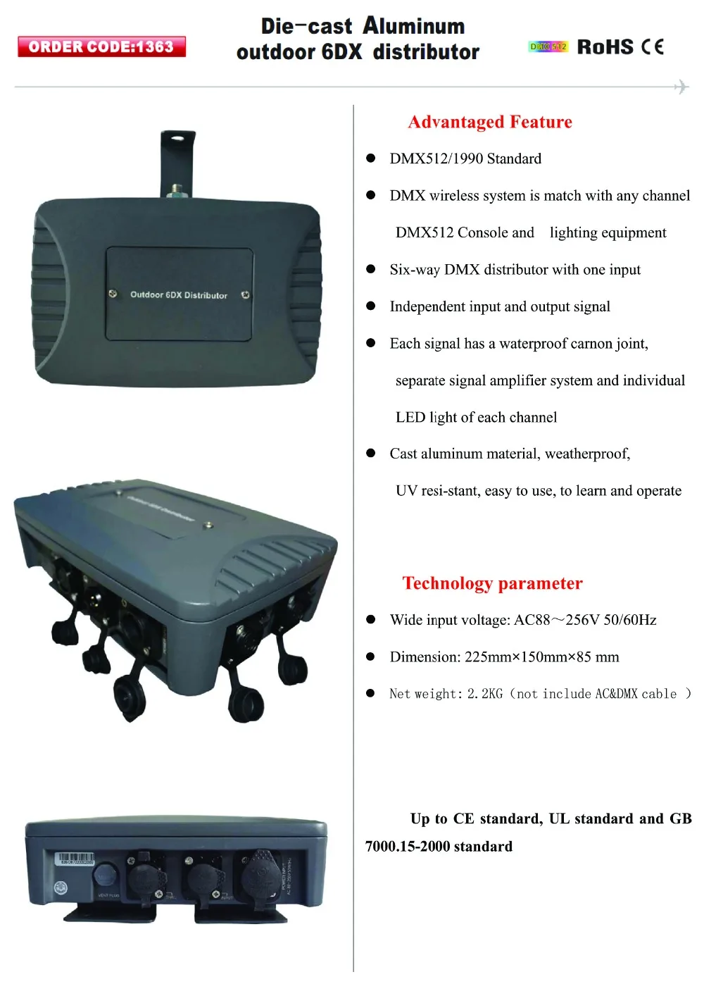 Outdoor 6 Way DMX Spliter | Tiptoplight