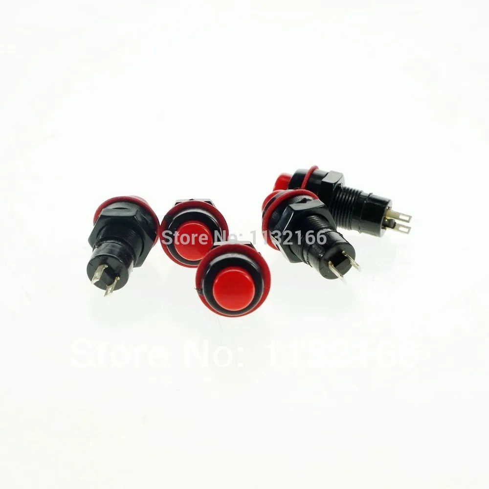Red 2 Pin Spst Off-on 2a 125vac Hole 10mm Maintained Push Button Switch ...