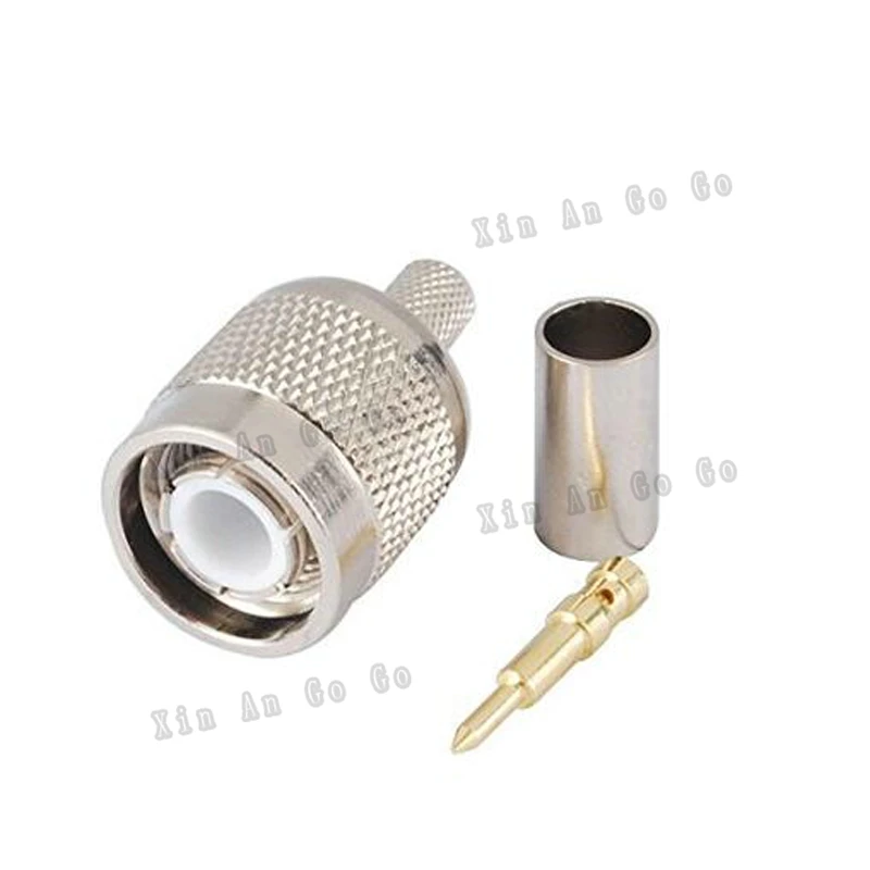 TNC male crimp RF connector TNC male Plug Crimp for RG58 RG142 LMR195 coaxial cable fast ship-in ...