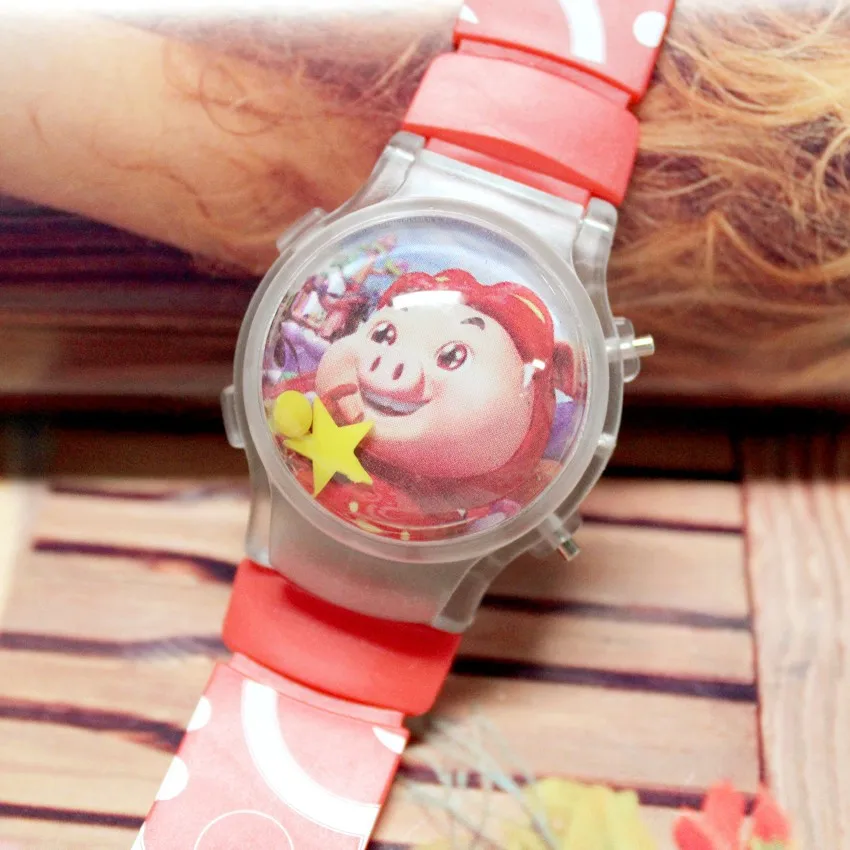 10Pcs/Lot Waterball Shape Funny Cartoon Watches For Kids New Pig Led ...