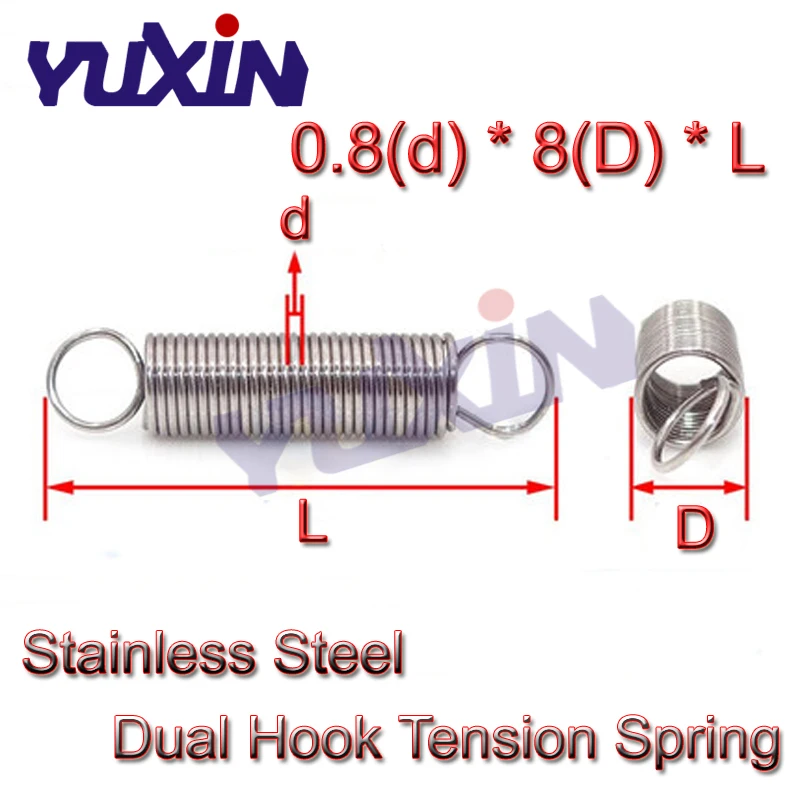 20Pcs-0-8-x-8mm-0-8mm-Stainless-Steel-Tension-Spring-With-Dual-Hook ...