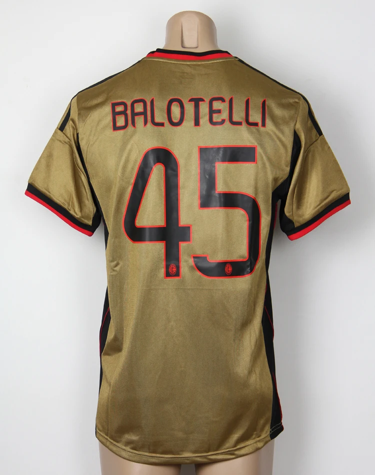 Mario BALOTELLI #45 jersey for AC Milan 2014 Third Gold 13 14 soccer ...