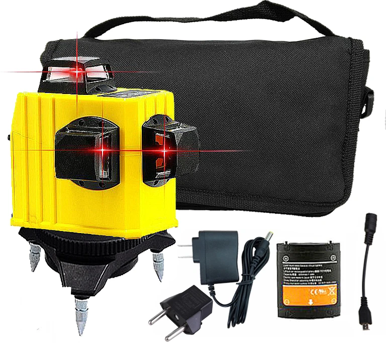 3D Red Laser Level 532nm 12 Lines Cross Level Leveling with 360 Rotary ...