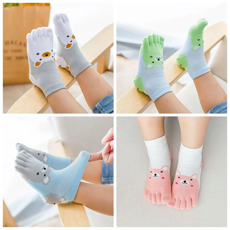 1Pair New Design Cute Cartoon Five Toes Socks Kids Socks Girl Boy ...