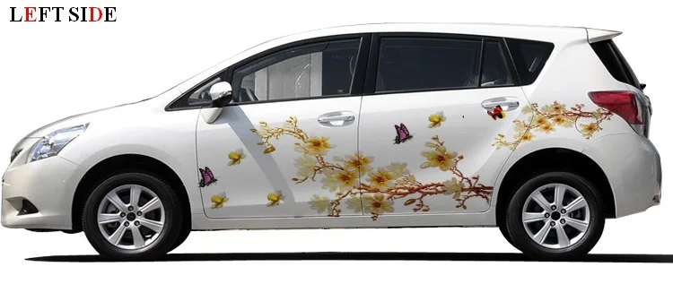 LEFT SIDE Car Stickers Yellow Flower Butterfly Fresh Car Body ...