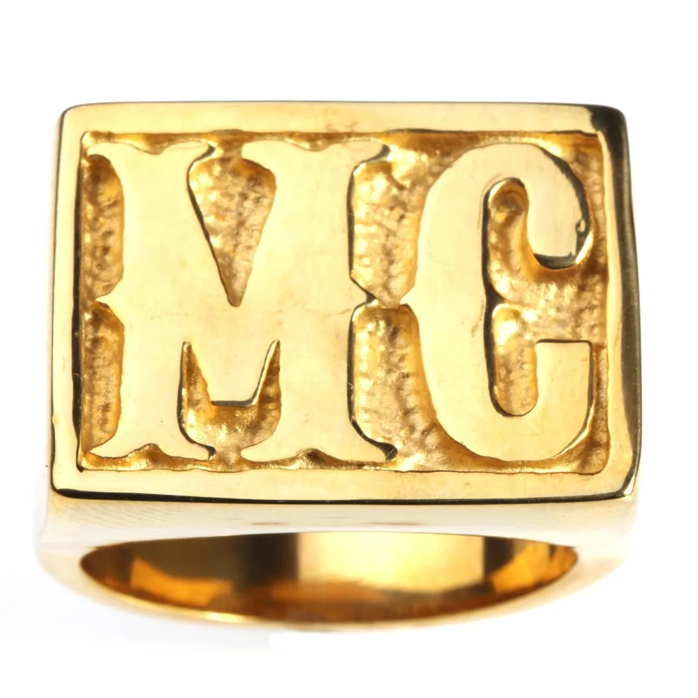 Punk-Golden-Tone-Carved-Letter-MC-Signet-Rock-N-Roll-Mens-Boys-316L ...