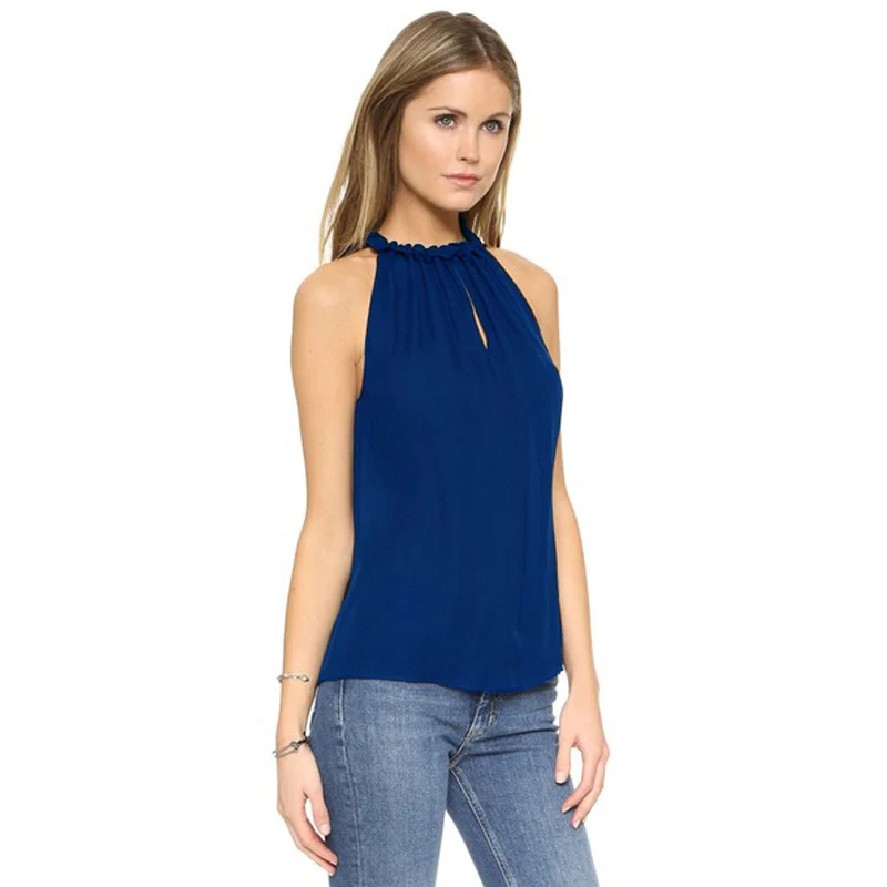 2016 New Fashion Designer Off Shoulder Solid Chiffon Crop Tank Top ...