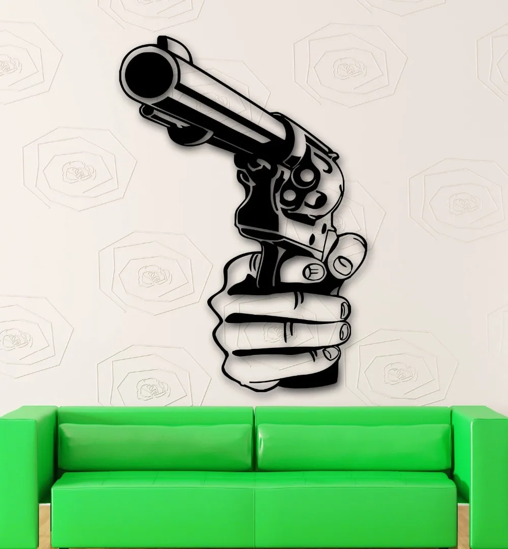 Wall Stickers Vinyl Decal Revolver Gun Gangster Mafia Weapons 22x35inch ...