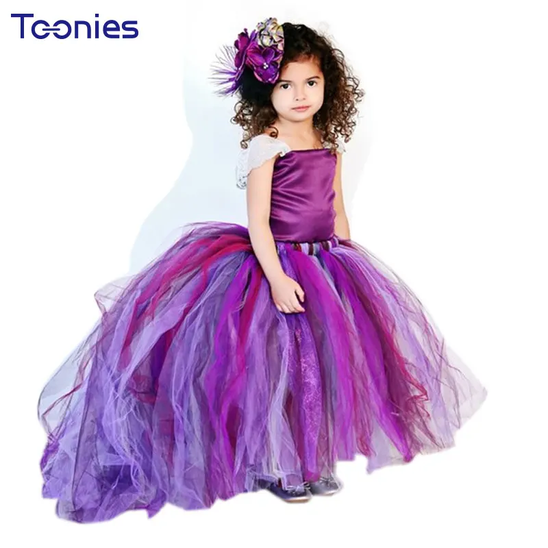 Long Tailing Flower Children Fancy Dresses Birthday Party Girl Dress ...