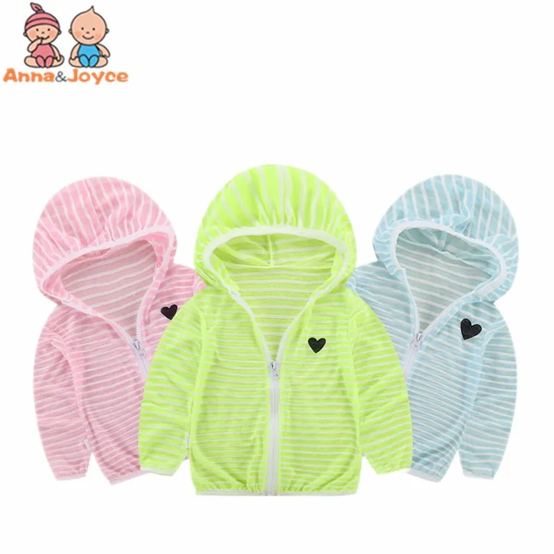 1pc Boys Girls Striped Hooded Thin Children Clothing Sun Protection ...