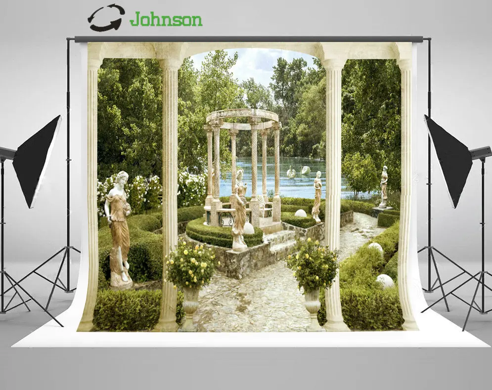 coastal patio flower garden spring backdrop polyester or Vinyl cloth ...