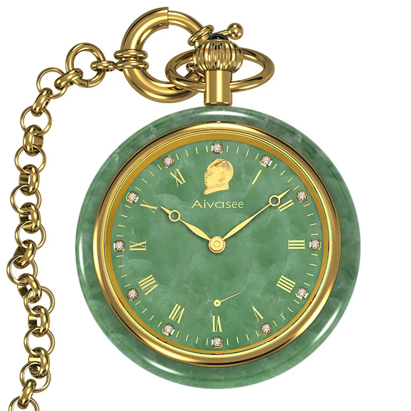 Jade Clock Retro Manual Mechanical High end Natural Jade to Create Top ...