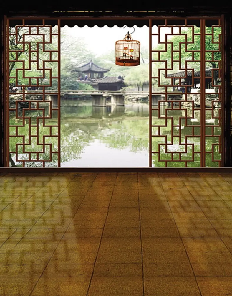 Lake Chinese Traditional House Photography Backdrops Photo Props Studio ...