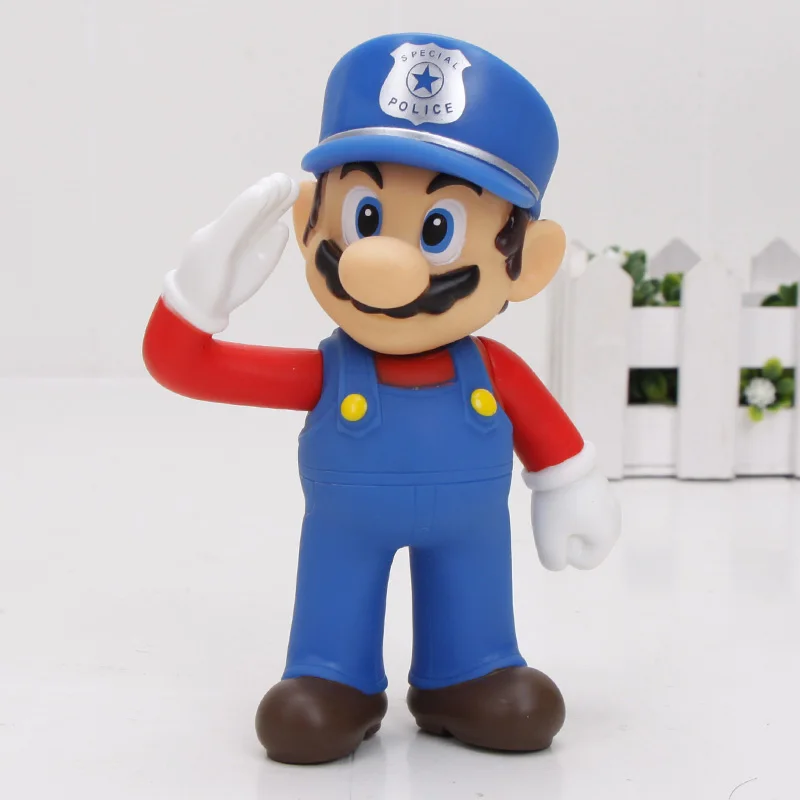Super Mario Toys Police Captain Mario Bros Bowser Koopa Yoshi Mari PVC ...
