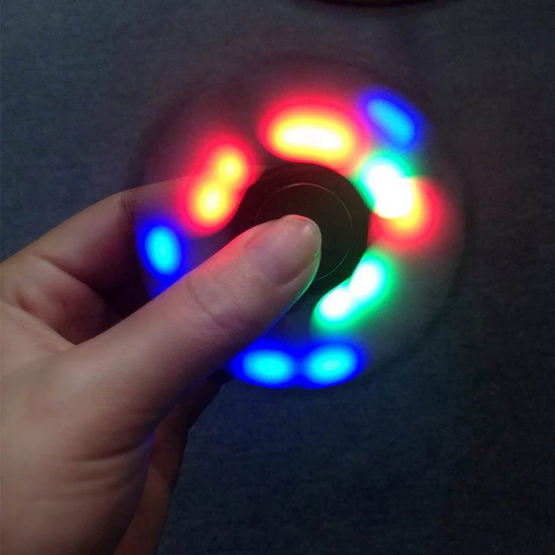LED Light Fidget Spinner Finger ABS EDC Hand Spinner Tri For Kids ...