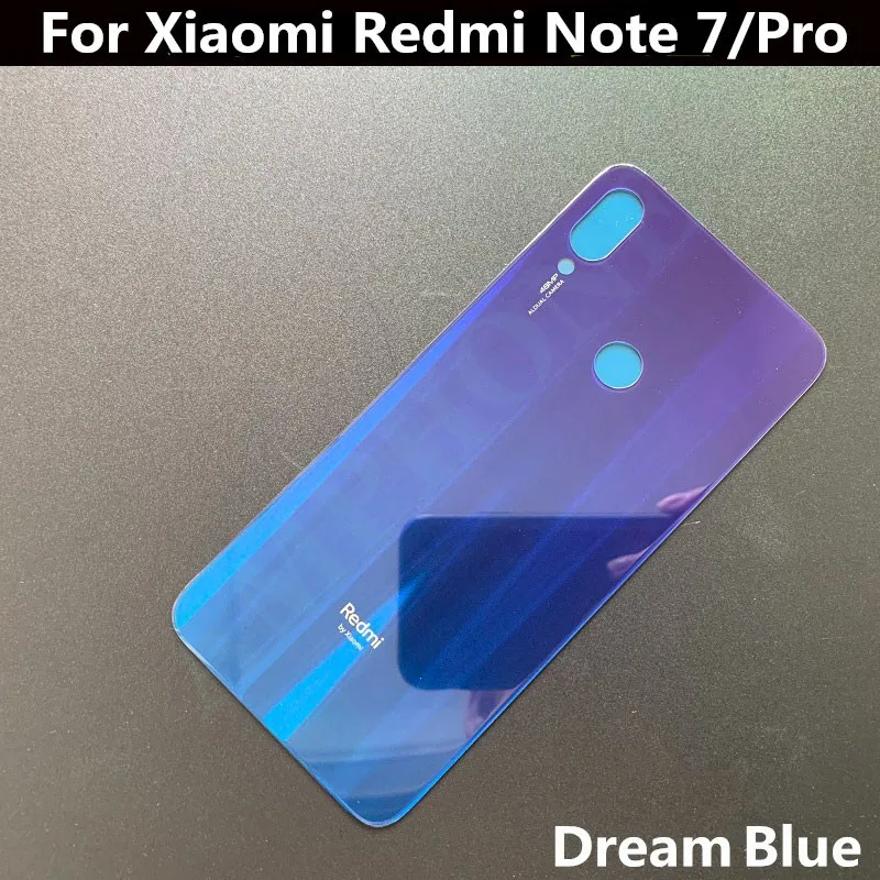 Стеклянная крышка батареи чехол запасные части для Xiaomi Redmi Note 7/Pro батарея задняя панель ...