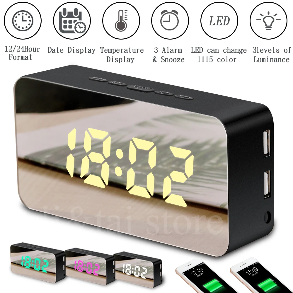 Multicolor-Multifunction-LED-Mirror-Alarm-Clock-Digital-Clock-Snooze ...