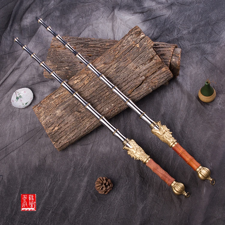 High grade standard solid stainless steel bamboo joint double whips ...