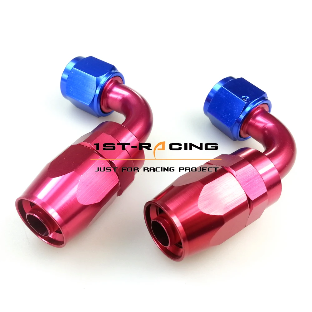 AN6 90 Degree Swivel Oil Fuel Line Hose And Alumium Fitting Adaptor Red ...