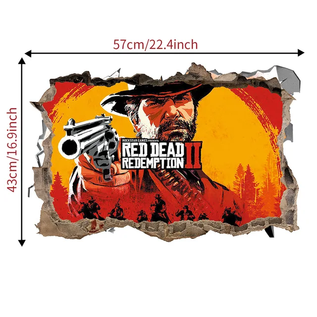 9 Styles 3D Printed Red Dead Redemption 2 Toys Stickers PVC Home ...