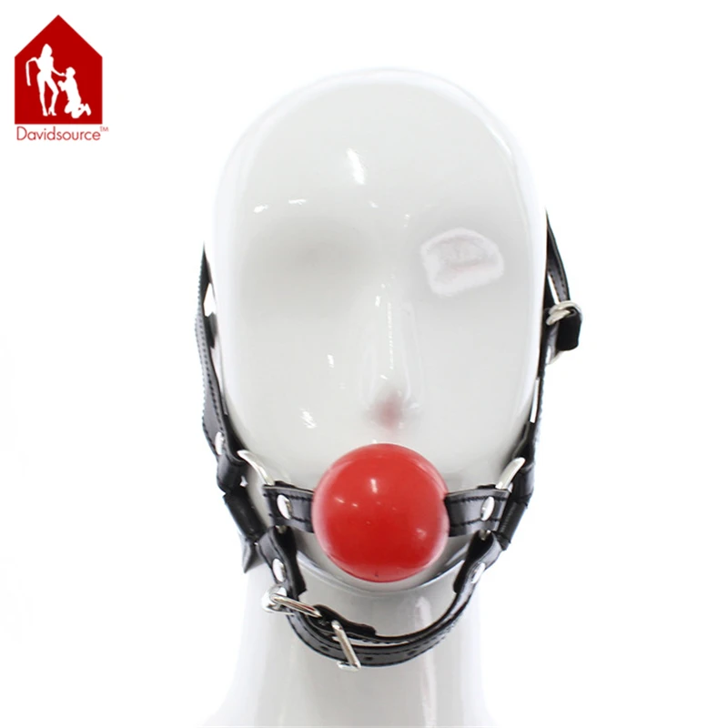 Davidsource Silicone Ball Gag With Chin Lock Leather Belt Pup Shut Up