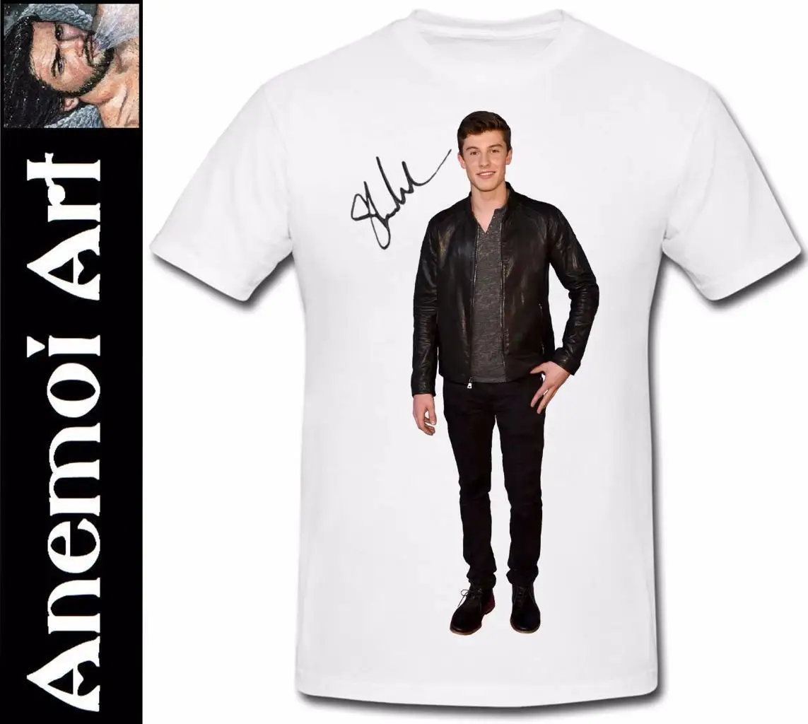 T591 Signed Shawn Mendes ภาพ autograph ลายเซ็น t เสื้อ tee เสื้อยืดตั๋ว ...