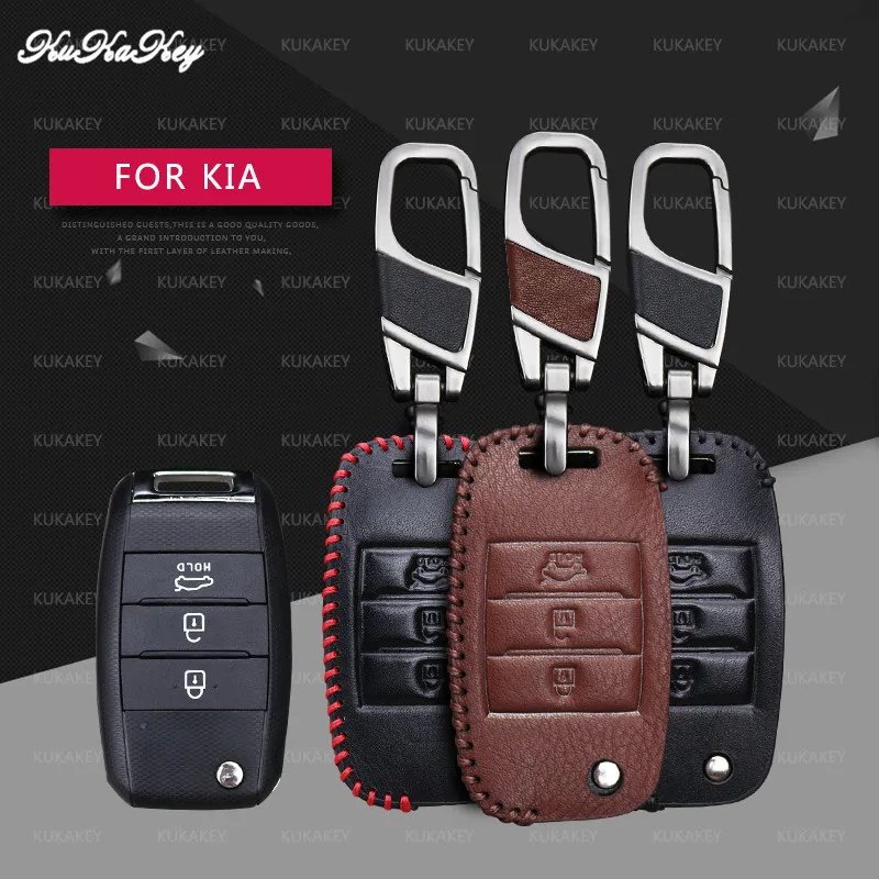 KUKAKEY Genuine leather Key Case Cover For Kia KX3 KX5 K3S RIO Ceed ...