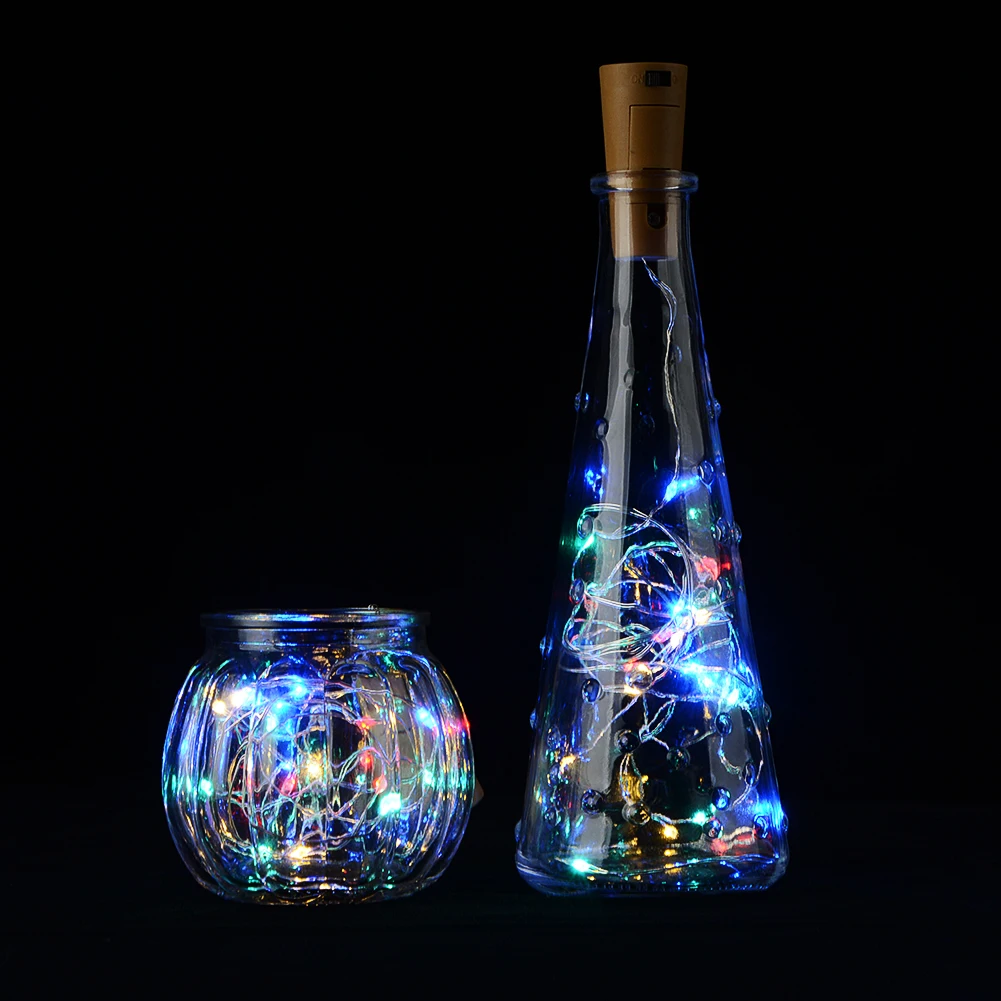 Wine Colorful Led String Lights Cork Shaped Bottle Stopper Light Glass 2m 20led For Bar Xmas