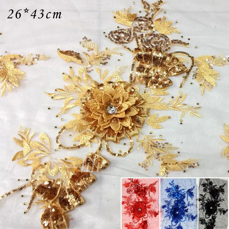 3-Piece-Lot-26CM-43CM-8-Colors-embroidery-3D-patch-paillette-stage ...