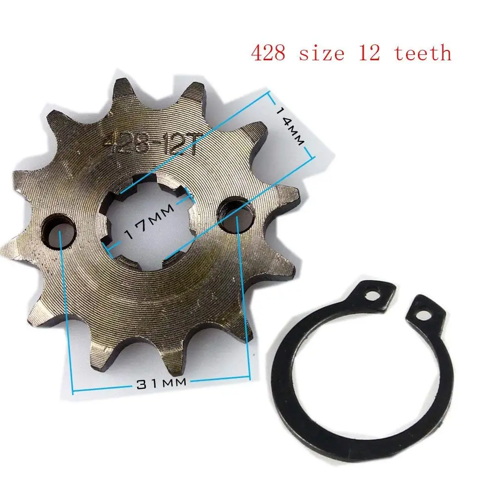 Xzilla Sprocket Front 428 12T 17mm Motorcycle ATV Dirtbike Motorcycle ...