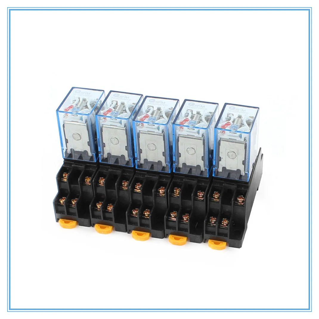 5 x AC 110V/120V 5A Coil DPDT 8Pins Red Light General Purpose Power ...