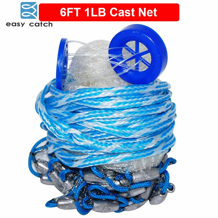 Easy Catch 6 Feet Radius 1LB Fishing Cast Net American Heavy Duty Real ...