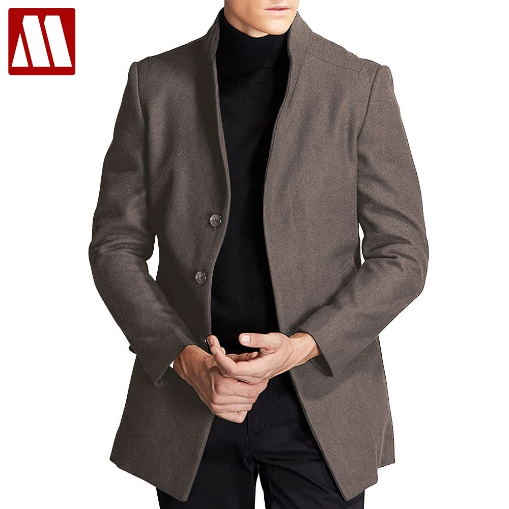 Winter Windbreaker Men Splice Woolen Jacket Plus Thick Outerwear Mens ...