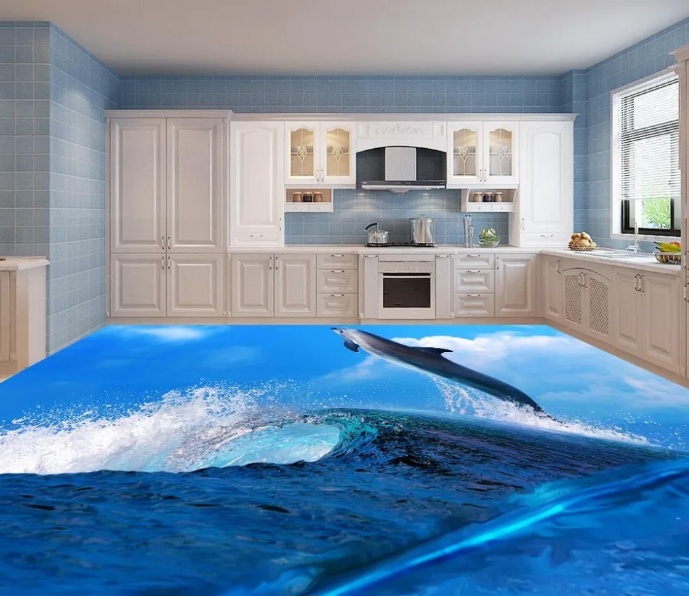 Modern Custom 3D floor mural Underwater World ocean PVC floor sticker ...