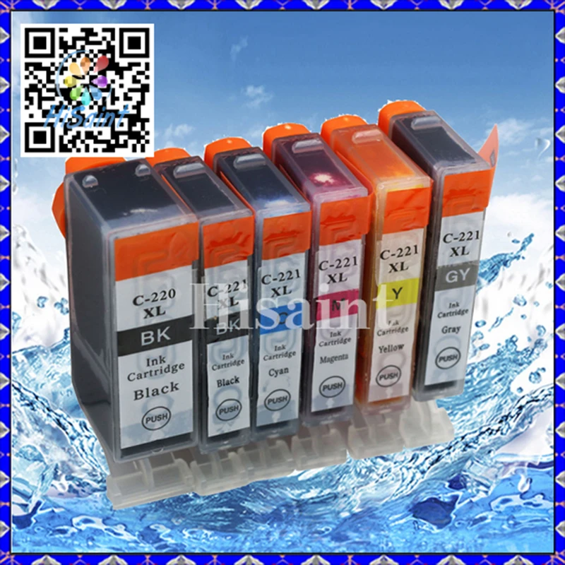 Hisaint 6PK Compatible For PGI220 CLI221 Ink Cartridge For Canon PIXMA ...
