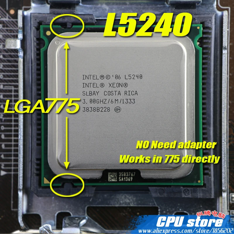 INTEL XEON L5240 3.0GHz/6M/1333Mhz/CPU equal to LGA775 Core 2 Dual ...