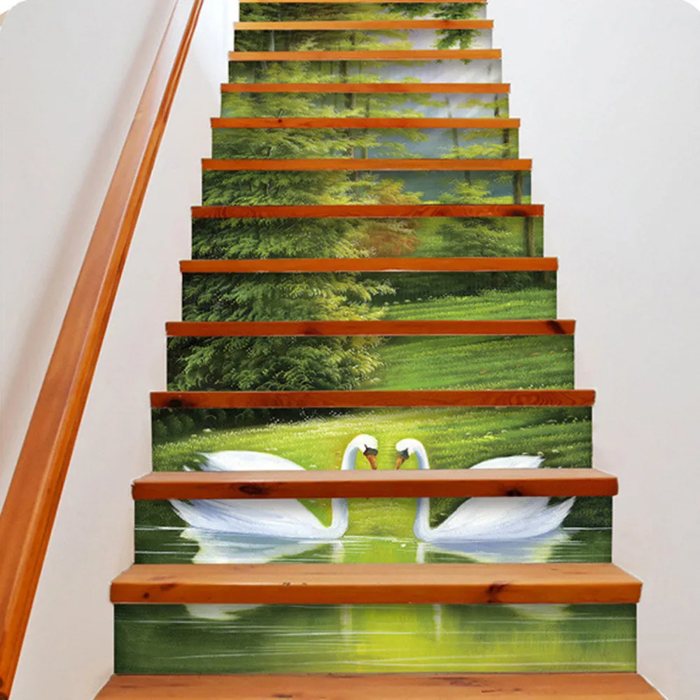 2019 Wall Sticker DIY Steps Sticker DIY creative sunshine waterfall ...