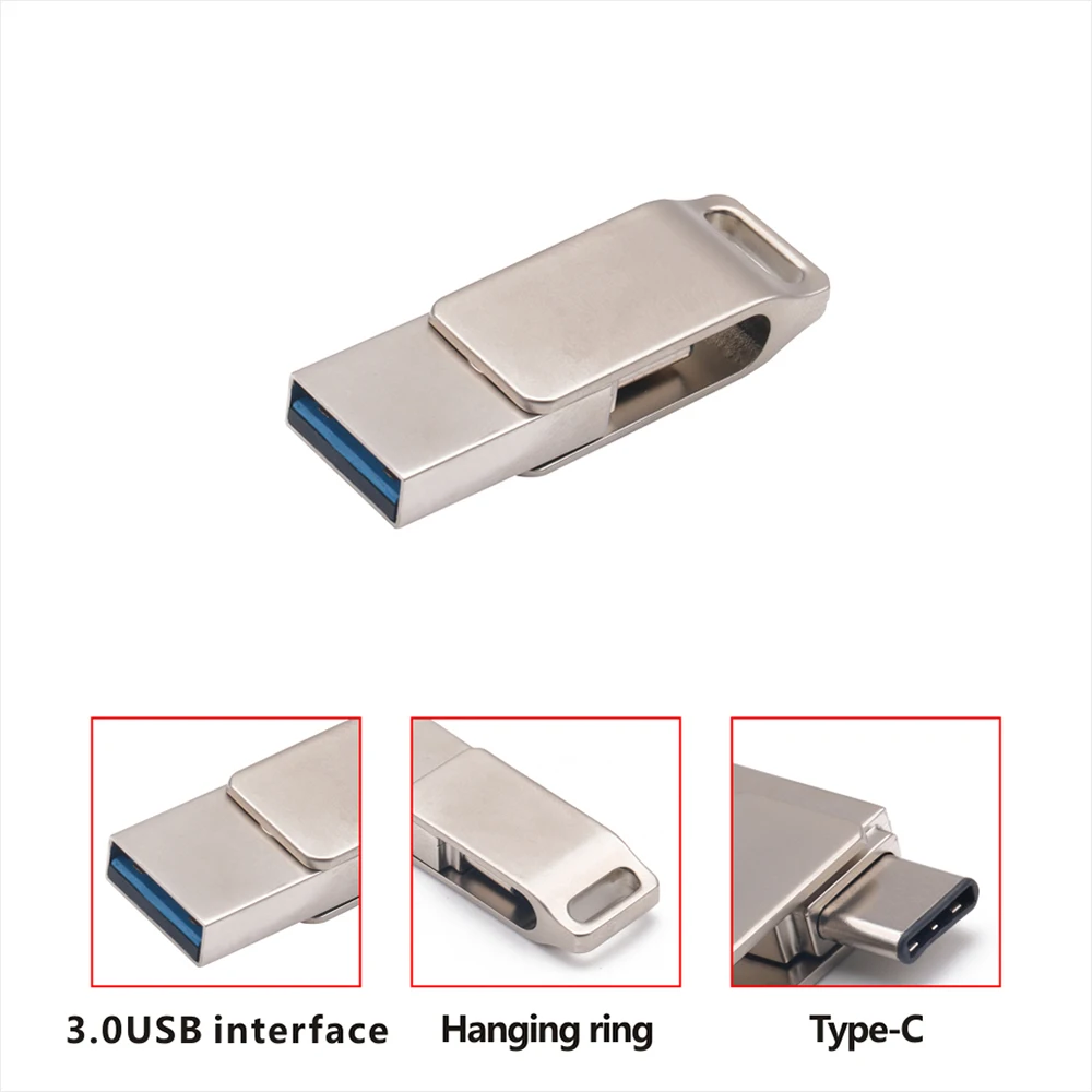 Type C USB3.0 Dual Plug Pen Drive High Speed Flash Drive 64GB 32GB 16GB ...