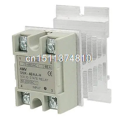AC to AC Single Phase SSR Solid State Relay 40A 80 250VAC 75 480VAC w ...
