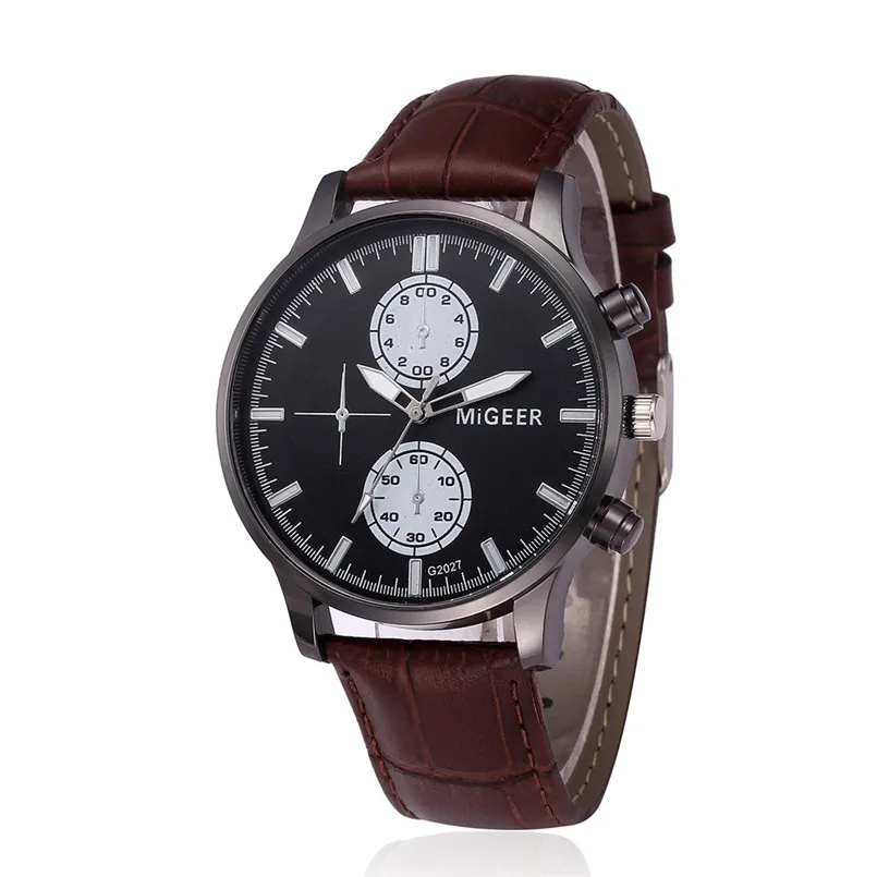 Top Brand Mens Retro diseño cuero Band relojes deportivos contrajo ...